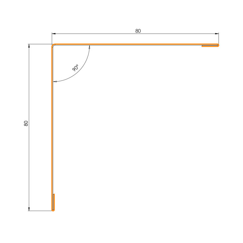 Cornière 80x80 angle sortant 90° acier laqué 2100 mm | Yousteel