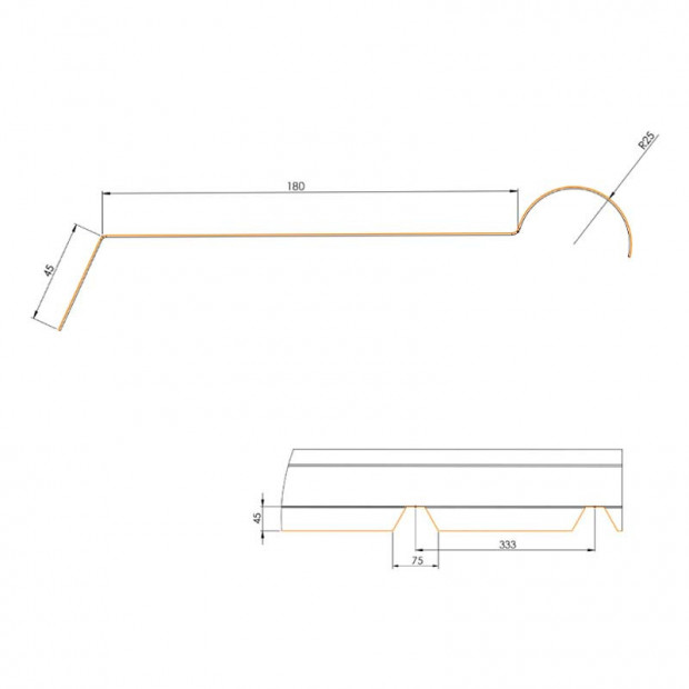 Pack de 2 Demi-faîtière à boudin crantée 2100 mm AXEL | Yousteel