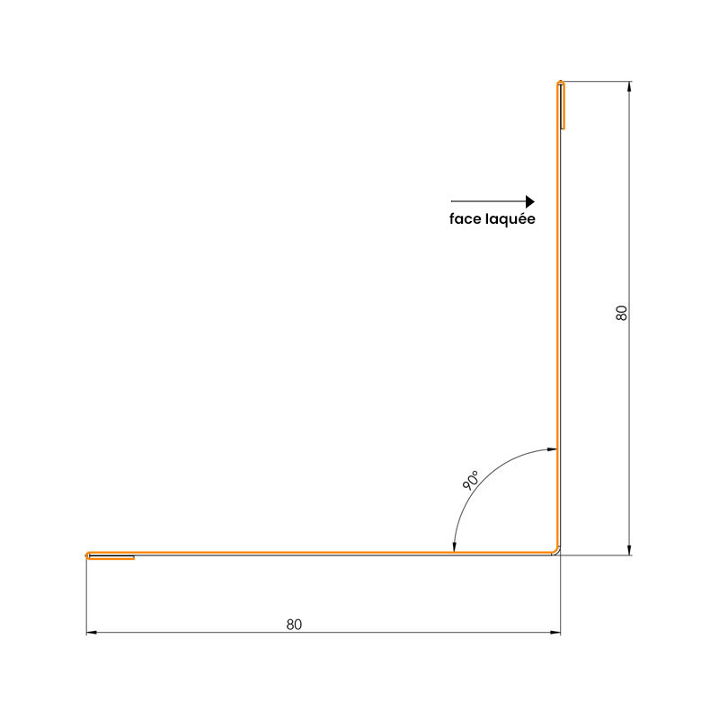 Cornière angle rentrant 80x80 acier laqué | Yousteel